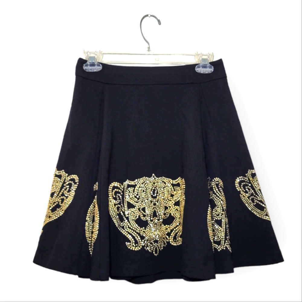 Boston Proper Black Gold Studded Skirt Size 2 - Gem